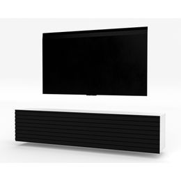 LOWBOARD ZIVOLLI 160 Wei&szlig;, Schwarze Lamellen 160/34/40 cm &ndash; TV-H&auml;ngeschrank mit Lamellenfront