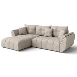 ECKSOFA L Form Verciani Hellbraun 280/190/91 cm mit Schlaffunktion