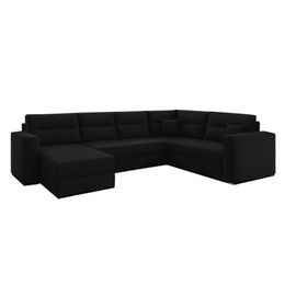 WOHNLANDSCHAFT Lovere Schwarz 314/217/90 cm mit Bettkasten Schlaffunktion Design