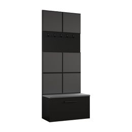 GARDEROBENSCHRANK Rosanno I Schwarz 80,6/204/40 cm &ndash; Modern, mit Kleiderhaken