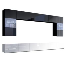 WOHNWAND Kossana 1 Modern Schwarz, Wei&szlig; 300/154/43 cm Stilvoll