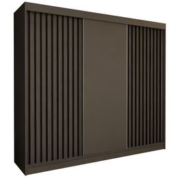 SCHWEBET&Uuml;RENSCHRANK Cabinio Grau Schwarz 240/216/61 cm &ndash; Modern, mit Lamellen