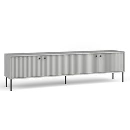 LOWBOARD Irelis 4T Grau 207/54,8/41 cm &ndash; mit geriffelten Fronten, mit schwarzen Beinen