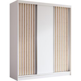 SCHWEBET&Uuml;RENSCHRANK Cabinio Wei&szlig; Eiche Artisan 180/216/61 cm &ndash; Modern, mit Lamellen