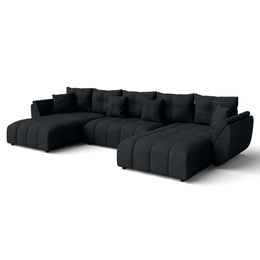 WOHNLANDSCHAFT Antalya Schwarz 382/190/91 cm &ndash; Sofa mit Bettfunktion