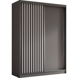 SCHWEBET&Uuml;RENSCHRANK Cabinio Grau Wei&szlig; 160/216/61 cm &ndash; Modern, mit Lamellen