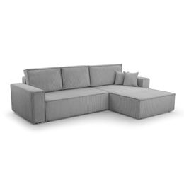 ECKSOFA L Form Cedria Hellgrau 287/145/85 cm mit Schlaffunktion