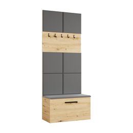 GARDEROBENSCHRANK Rosanno I Eiche Artisan 80,6/204/40 cm &ndash; Modern, mit Kleiderhaken