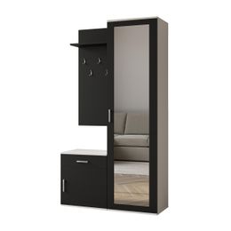 GARDEROBENSCHRANK Magnola Wei&szlig; Schwarz 100/180,5/35 cm &ndash; Modern, mit Spiegel und viel Stauraum