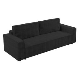 BIGSOFA Aydin Sofa Dunkelgrau 238/94/85 cm Cord mit Schlaffunktion Bettkasten