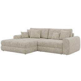 ECKSOFA ARELIA L - Creme Schenille grob gewebt - Rechts Seite