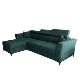 ECKSOFA L Form Ribella T&uuml;rkis 265/180/100 cm Links mit Schlaffunktion