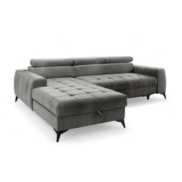 ECKSOFA L Form Arkucio Mini Grau 260/200/95 cm Links mit Schlaffunktion
