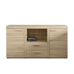 SIDEBOARD Spacoro 2F2S Eiche Sonoma 156,4/82/40,3 cm &ndash; Schubladenschrank Kommode Modern