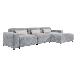 ECKSOFA L Form Jughlio Hellgrau 331/165/75 cm Rechts mit Schlaffunktion