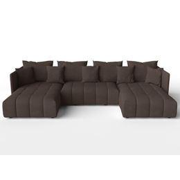WOHNLANDSCHAFT Veliro U Braun 353/180/83 cm mit Schlaffunktion und Bettkasten