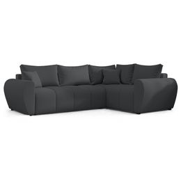 ECKSOFA L Form Malatya MAX Dunkelgrau 246/145/80 cm stilvolle mit Schlaffunktion R
