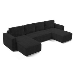 WOHNLANDSCHAFT Aydin U Form Dunkelgrau 338/169/85 cm Cord mit Schlaffunktion