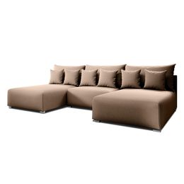 WOHNLANDSCHAFT Ederra U Beige Stoff 300/190/91 cm &ndash; gro&szlig;es Sofa mit Schlaffunktion