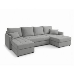 WOHNLANDSCHAFT Dolceo Hellgrau 287/140/73 cm mit Bettkasten Schlaffunktion Modern