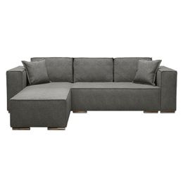 ECKSOFA L Form Vinoria Grau 255/180/82 cm Links mit Schlaffunktion