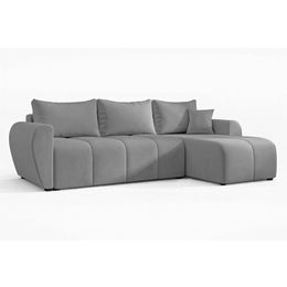 ECKSOFA L Form Malatya Hellgrau 246/145/80 cm stilvolle mit Schlaffunktion R