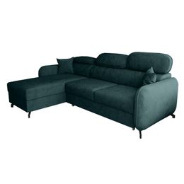 ECKSOFA L Form Ribella 5 T&uuml;rkis 265/180/100 cm Links mit Schlaffunktion