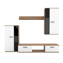 WOHNWAND Formilo Eiche, Artisan Wei&szlig; 294/180/40 cm Hochwertige TV Wohnwand