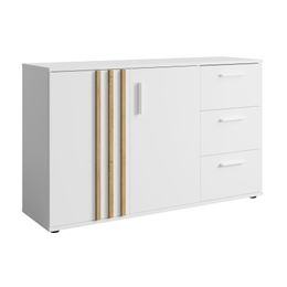 SIDEBOARD Turell 2D3SZ Wei&szlig; 120/73/35 cm &ndash; Kommode mit Schubladen