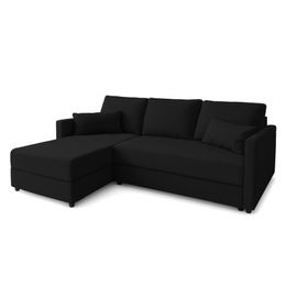ECKSOFA L Form Dolceo Schwarz 226/140/78 cm &ndash; Schlaffunktion Universell Rechts Links