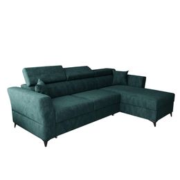 ECKSOFA L Form Ribella T&uuml;rkis 265/180/100 cm Rechts mit Schlaffunktion