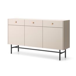 SIDEBOARD Dinley 3T 3S Beige 155/89,4/39 cm &ndash; mit schwarzen Beinen im minimalistischen Design