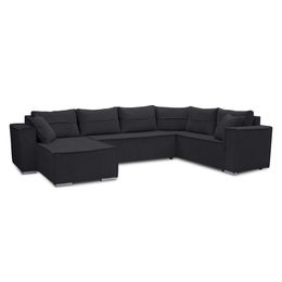 WOHNLANDSCHAFT Lovere U Schwarz 314/217/90 cm &ndash; mit Schlaffunktion und Bettkasten