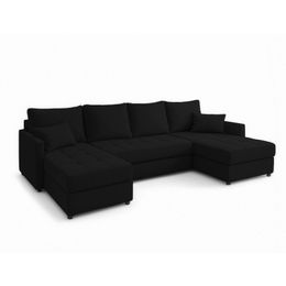 WOHNLANDSCHAFT Dolceo Schwarz 287/140/73 cm mit Bettkasten Schlaffunktion Komfort