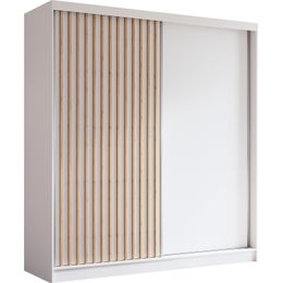 SCHWEBET&Uuml;RENSCHRANK Cabinio Wei&szlig; Eiche Artisan 200/216/61 cm &ndash; Modern, mit Lamellen