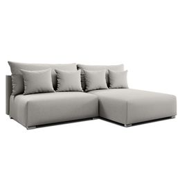 ECKSOFA L Form Ederra Hellgrau 208/190/91 cm &ndash; gro&szlig;es Sofa mit Schlaffunktion R