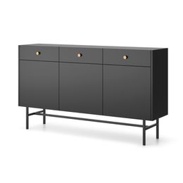 SIDEBOARD Dinley 3T 3S Schwarz 155/89,4/39 cm &ndash; mit schwarzen Beinen im minimalistischen Design