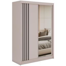 SCHWEBET&Uuml;RENSCHRANK mit Lamellen und Spiegel DIANA - 150 - Kaschmir und Schwarz