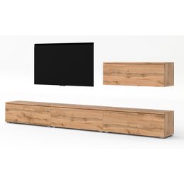 WOHNWAND Loriano IV Eiche Wotan 300/70,5/32 cm &ndash; H&auml;ngend und Stehend