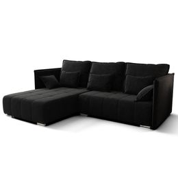 ECKSOFA L Form Florinna Schwarz 245/182/87 cm mit Schlaffunktion