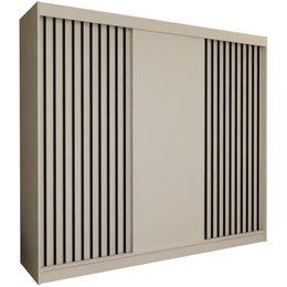 SCHWEBET&Uuml;RENSCHRANK Cabinio Wei&szlig; Schwarz 240/216/61 cm &ndash; Modern, mit Lamellen