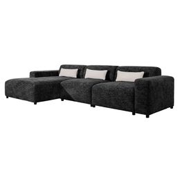 ECKSOFA L Form Jughlio Schwarz 331/165/75 cm Links mit Schlaffunktion