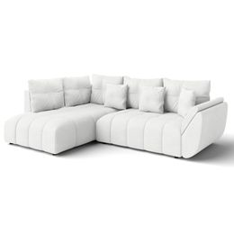 ECKSOFA L Form Corleone Wei&szlig; 268/192/96 cm mit Schlaffunktion