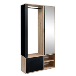 GARDEROBENSCHRANK Milanoir Eiche Artisan Schwarz 100/189,4/33 cm - Modern mit Spiegel