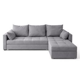 ECKSOFA Universelle L Form Elif Hellgrau 220/140/85 cm stilvolle mit Schlaffunktion