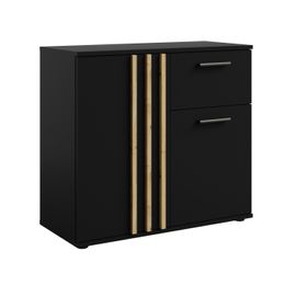 SIDEBOARD Turell 2D1SZ Schwarz 80/73/35 cm &ndash; Kommode mit Schublade