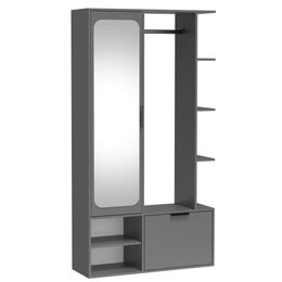 GARDEROBENSCHRANK Nemrut Grau 100/189/33 cm &ndash; Modern, mit Spiegel und viel Stauraum