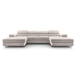 WOHNLANDSCHAFT Arborio Wei&szlig; 352/202/90 cm mit Schlaffunktion