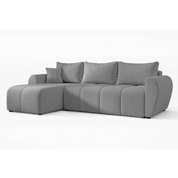 ECKSOFA L Form Malatya Hellgrau 246/145/80 cm stilvolle mit Schlaffunktion L