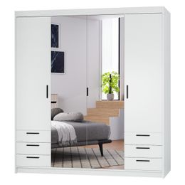 KLEIDERSCHRANK Storicos Wei&szlig; 176,3/190,5/53 cm - 4T6S Modern mit Schubladen und Spiegel